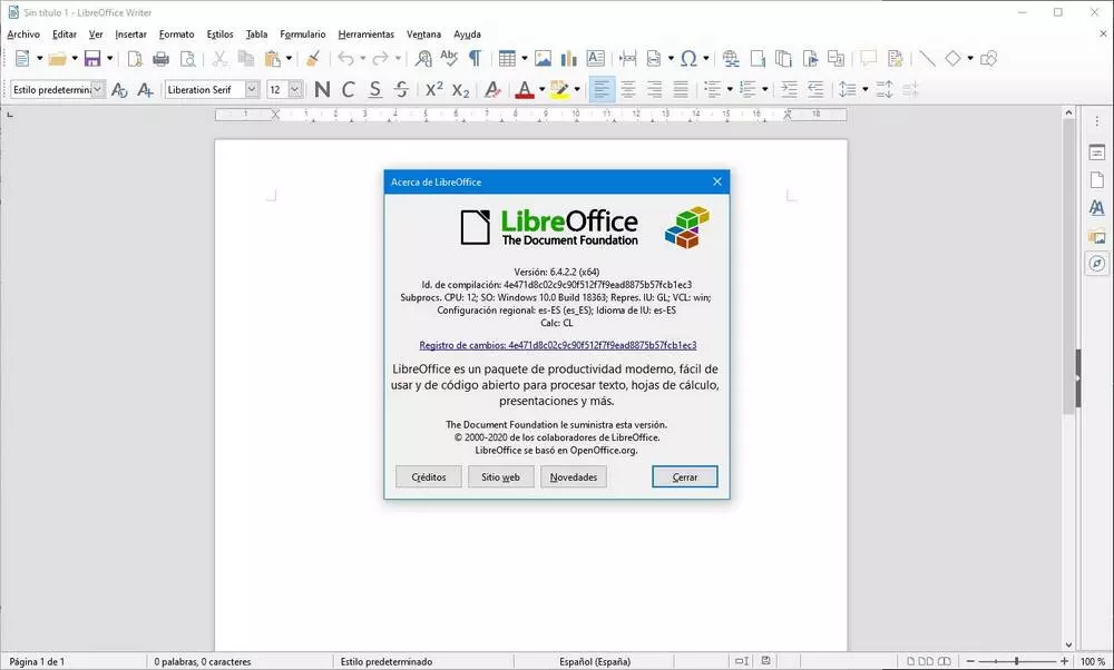 Onkọwe LibreOffice 6.4.2