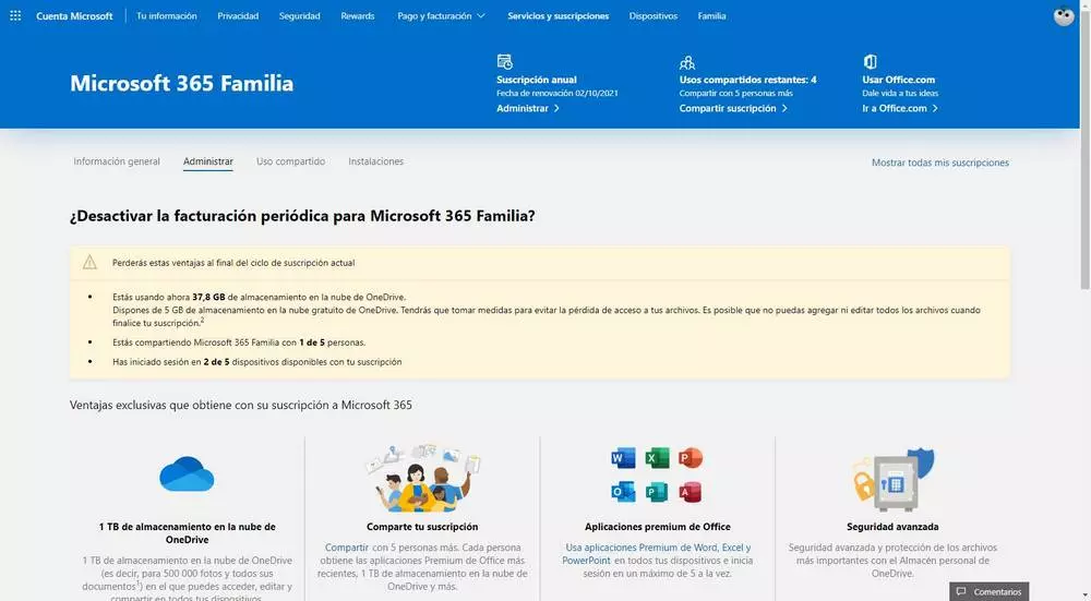 Office 365 - stjórna áskrift 4