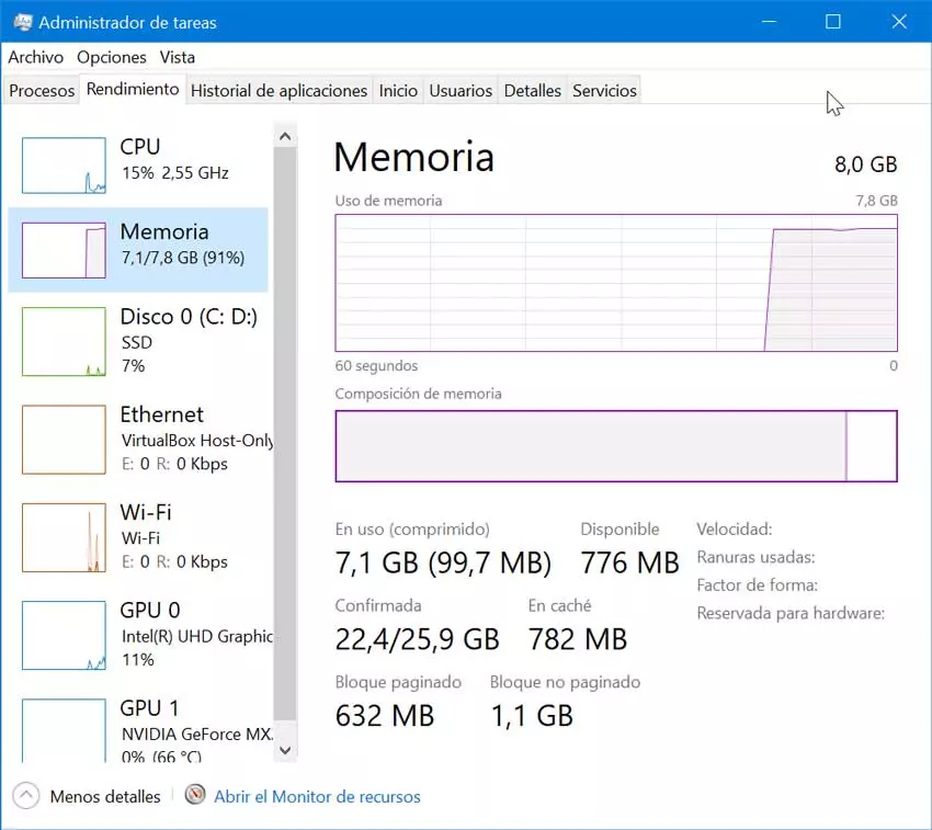 RAM memory task manager