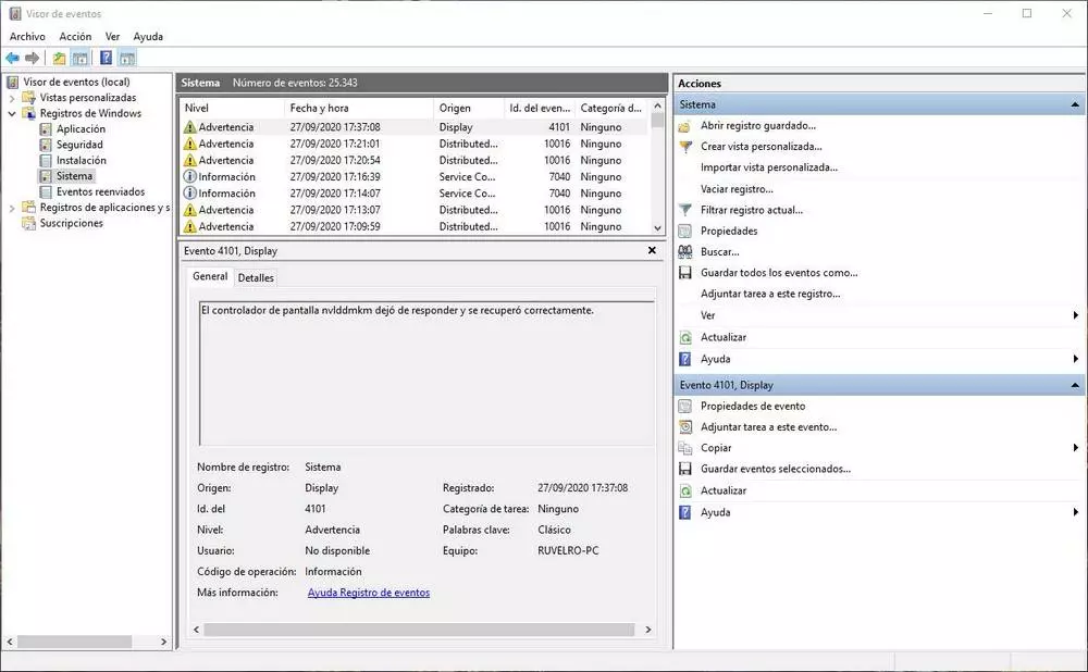 Event Viewer - nvlddmkm display drivrutinsfel