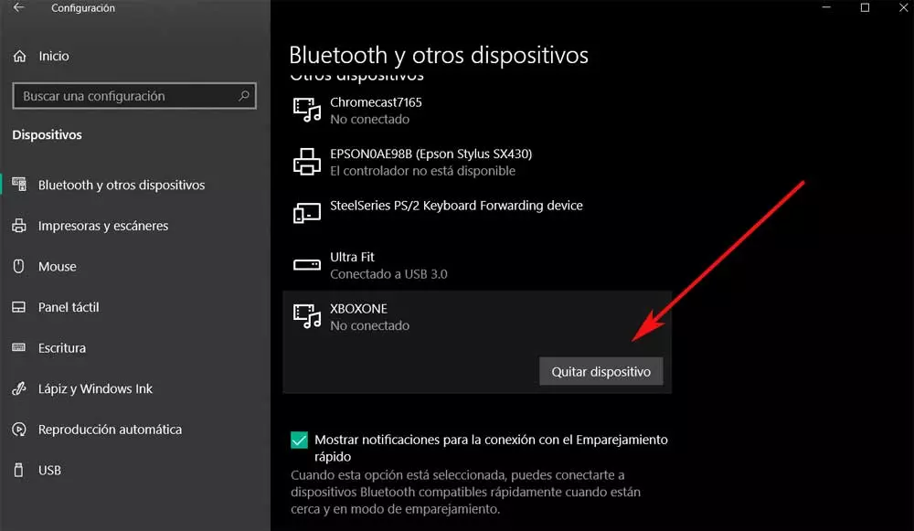 remover dispositivo xbox