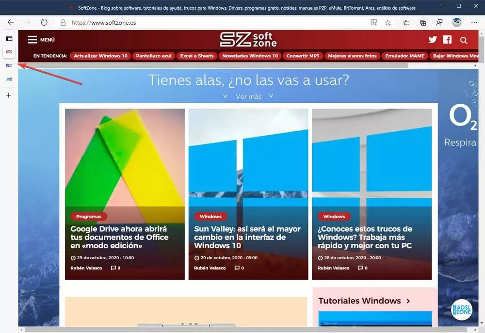 Ocultar guias verticais no MS Edge