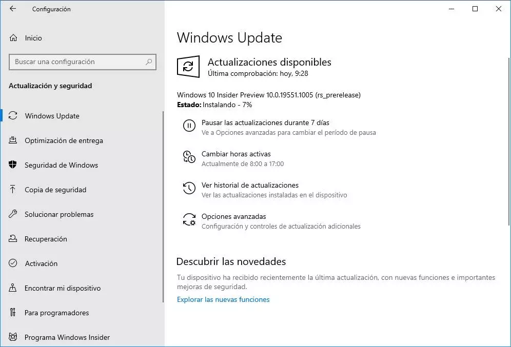 Installéiert Build 19551 Windows 10