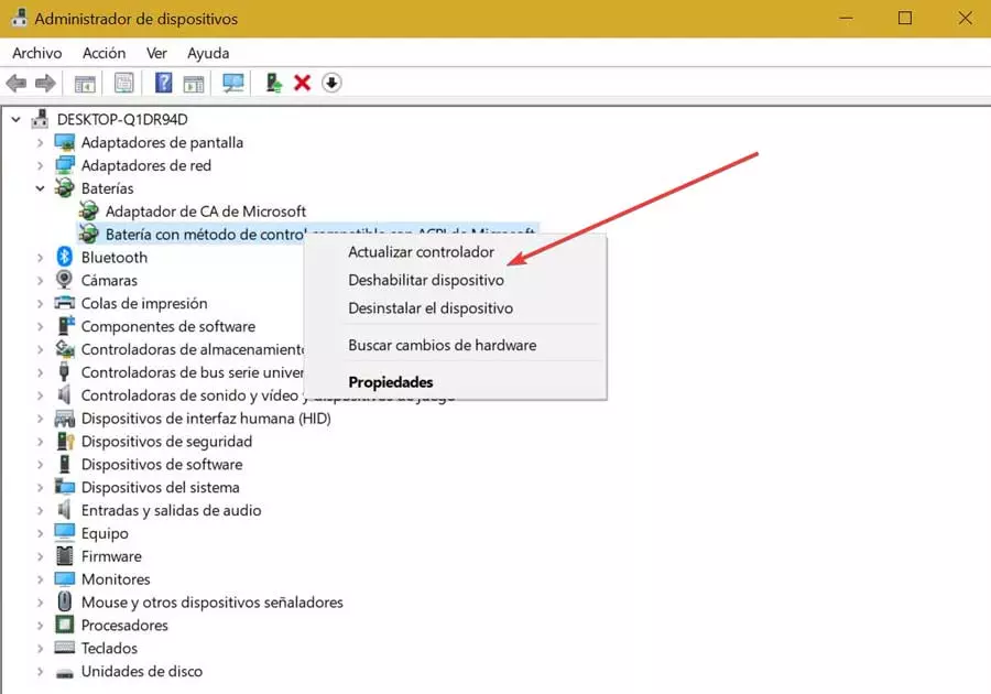 dispositivo de desativação de bateria