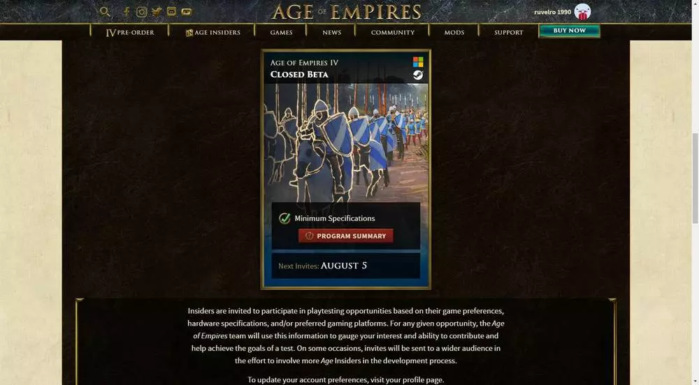 Beta Age of Empires 4