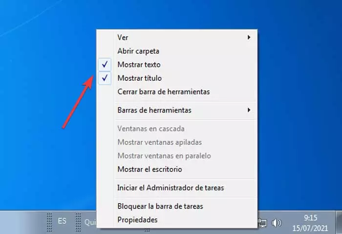 Windows 7 Schnellstart Text anzeigen und Titel anzeigen