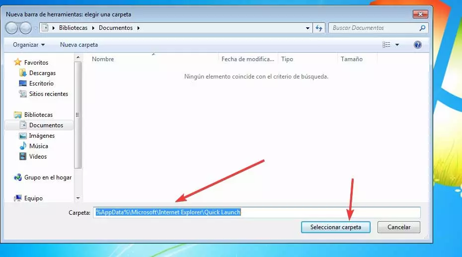 Windows 7 Nei Toolbar wielt en Dossier