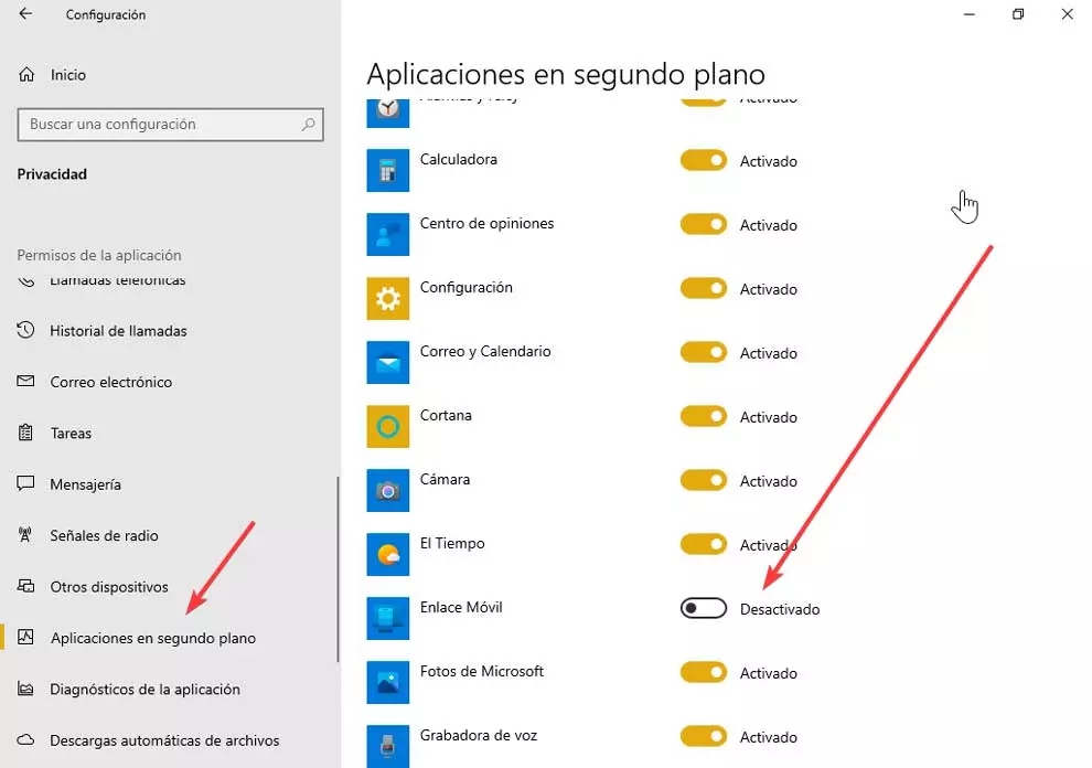 Deaktiver mobillink i baggrunden i Windows 10