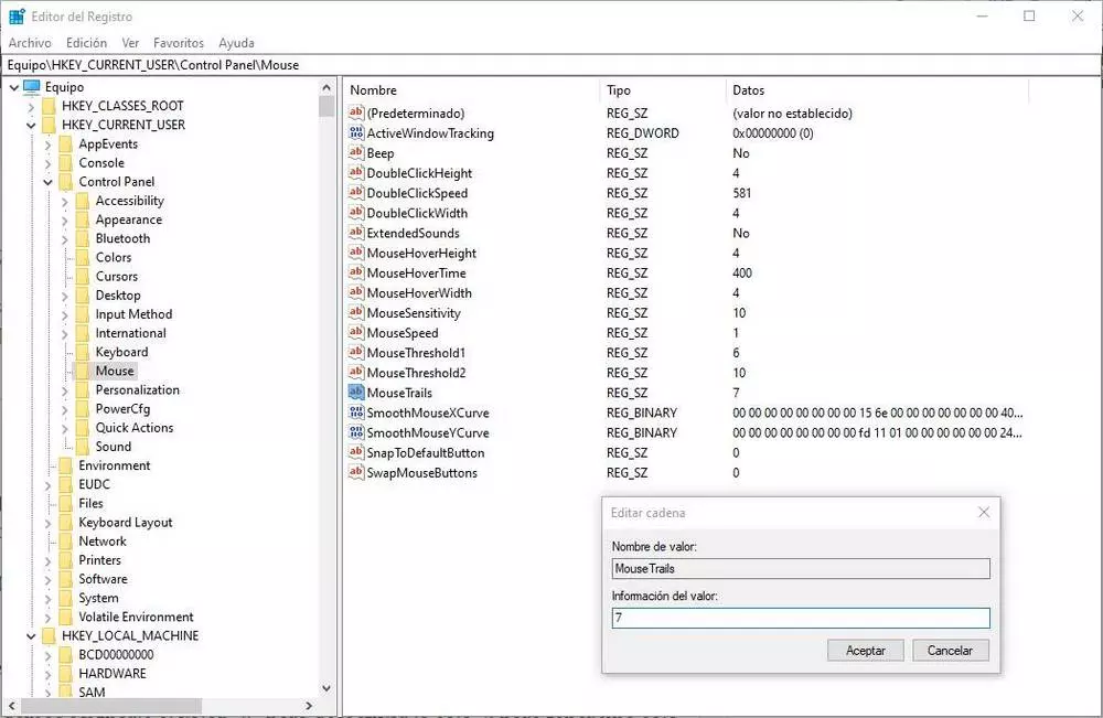 I-aktibo ang ikog sa mouse sa Windows gikan sa registry
