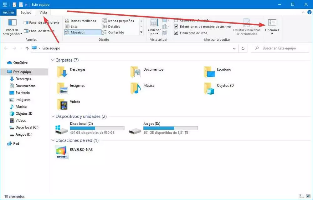 Отворете менюто с опции на Windows File Explorer