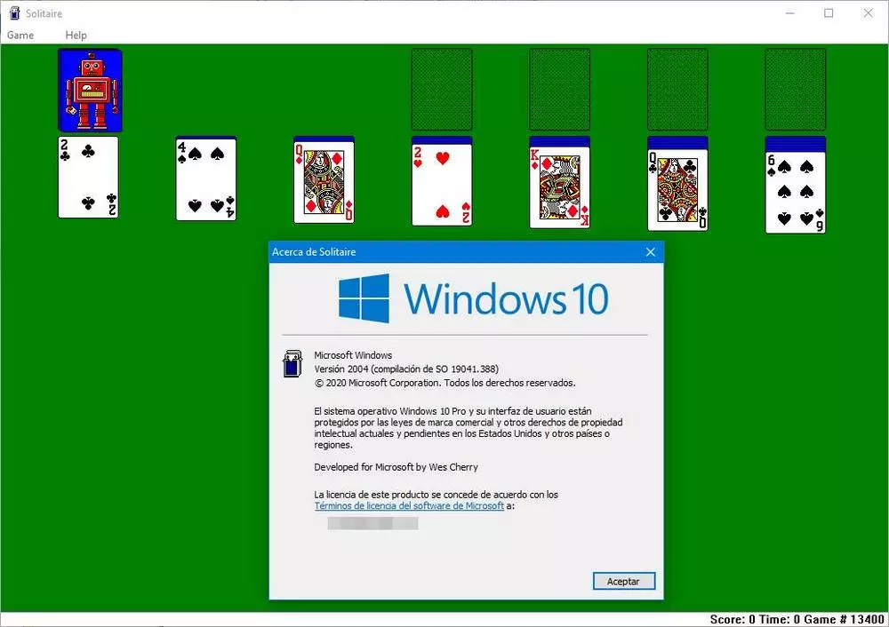 Windows 98 Solitaire on Windows 10