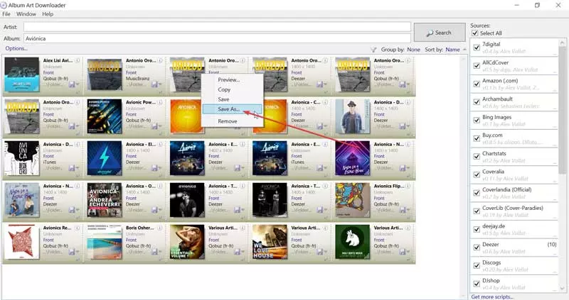 Album Art Downloader išsaugokite viršelį