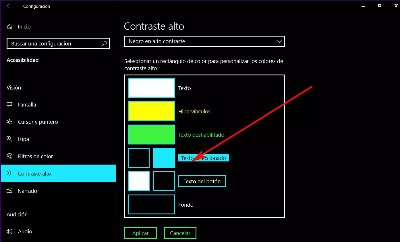 Usba ang kolor sa teksto Windows 10