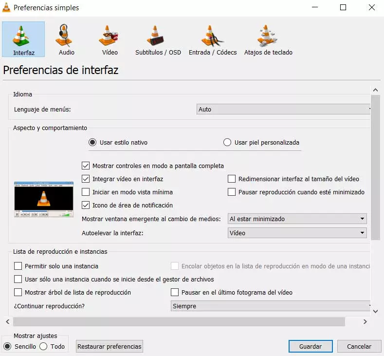 Préférences VLC Lecteur multimédia