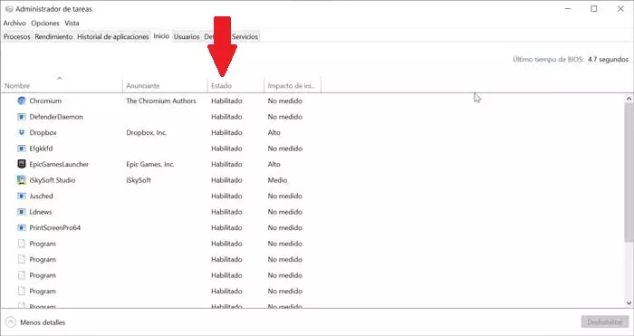 Taskadministranto ebligas aŭ malŝalti aplikaĵojn