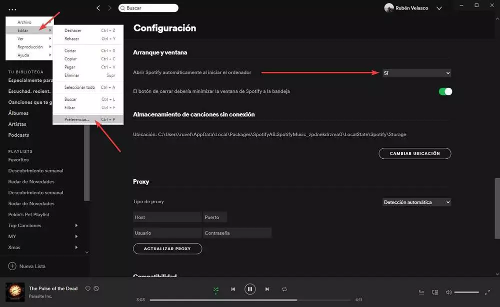 Desgaitu Spotify Autostart