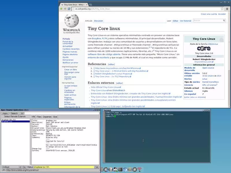 Tiny Core Linux і Chromium