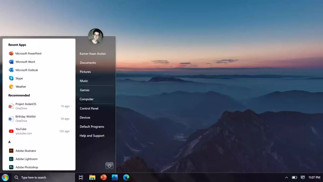 Bureau conceptuel de Windows 10 édition 2020