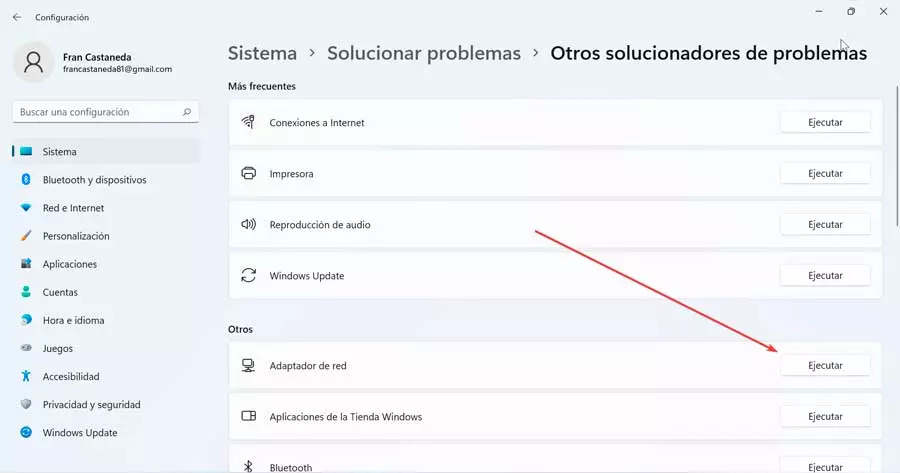 Solucionador de problemas de adaptador de rede no Windows 11