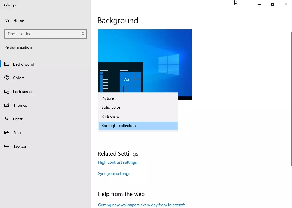 Windows 10 Masaüstü Spot Işığı
