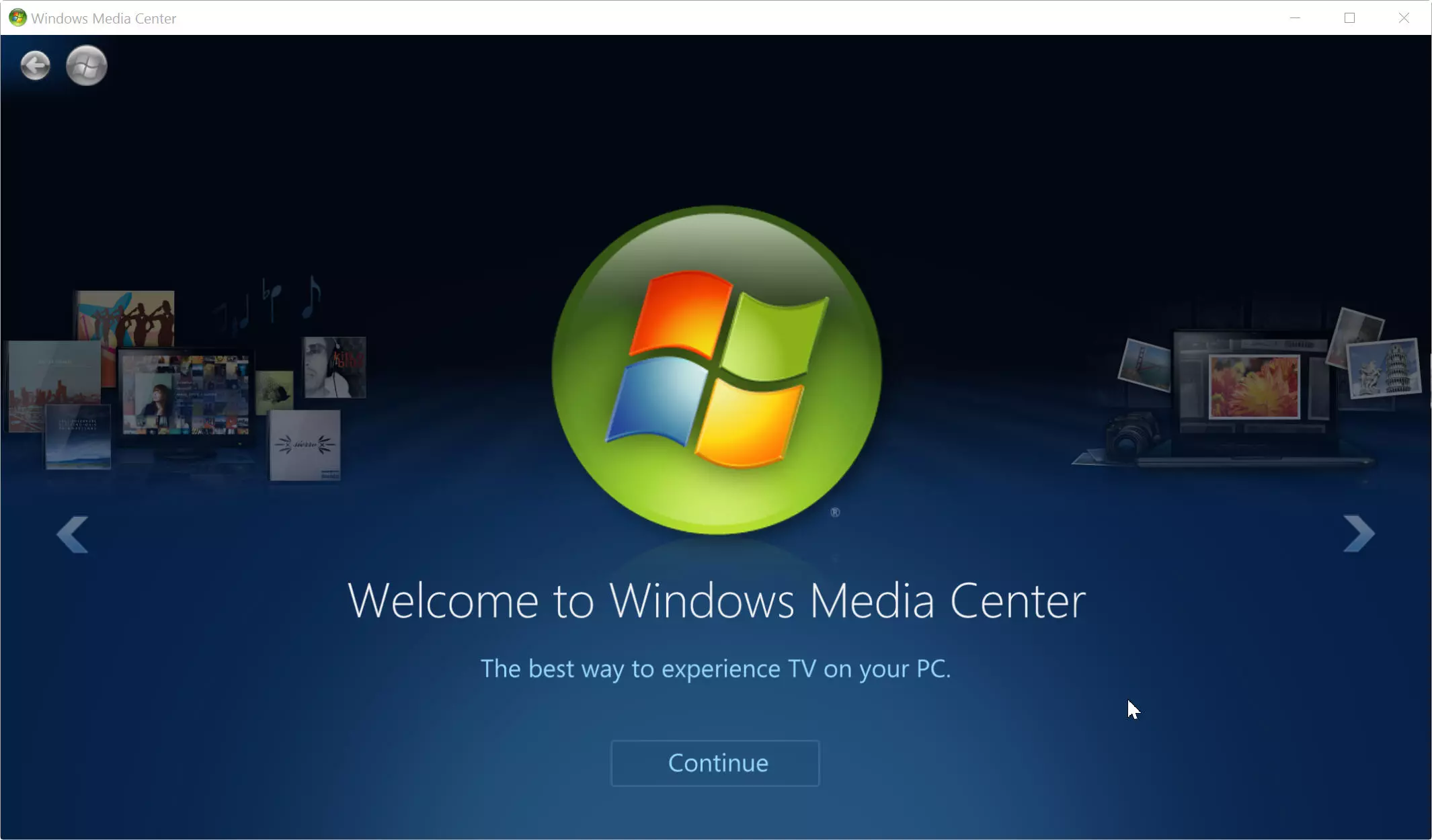 „Windows Media Center“.