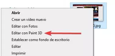 Opción para editar Paint 3D