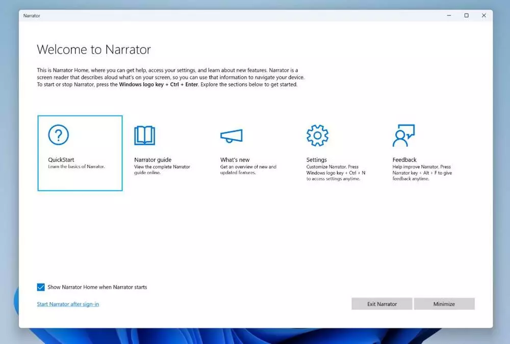 Narator Windows 11 build 22509