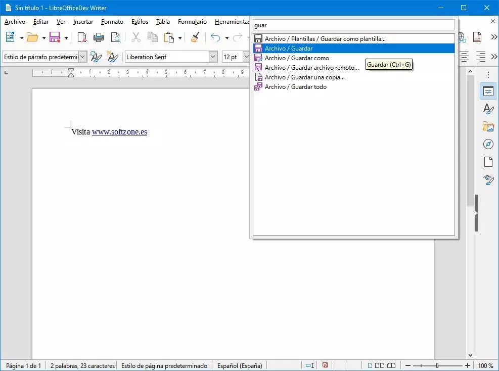 Tìm lệnh LibreOffice 7.2