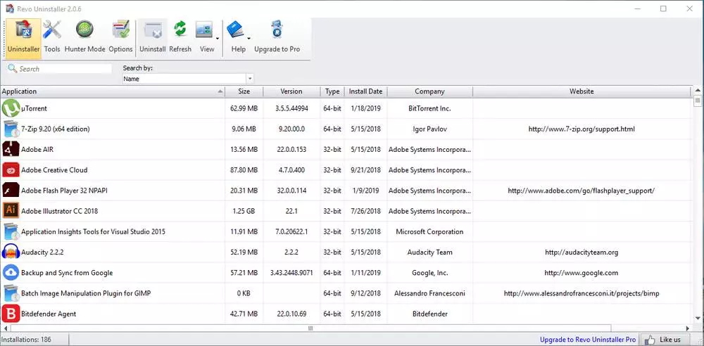 Revo Uninstaller Gratis grensesnitt