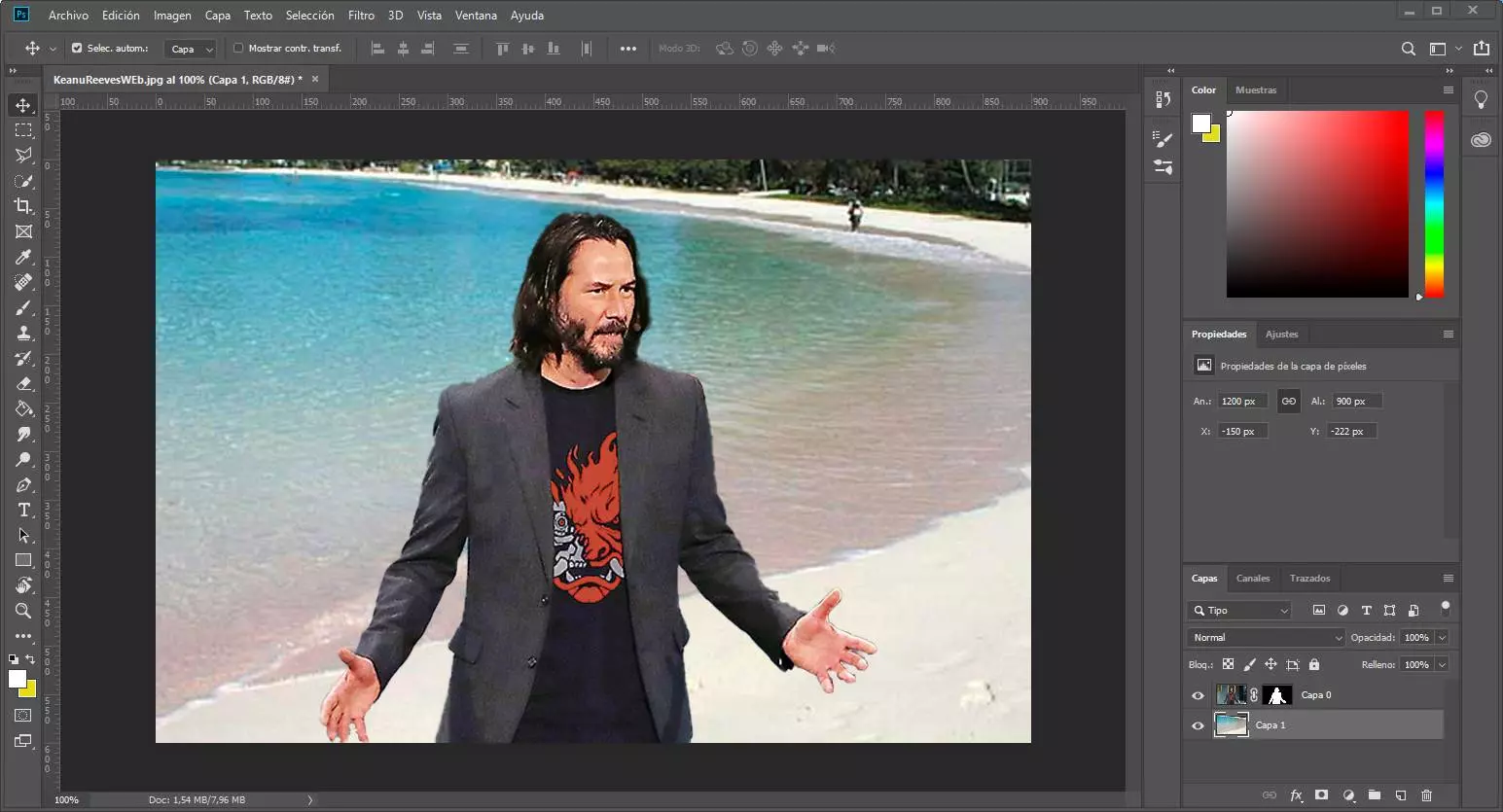 Photoshop - Keanu na pláži