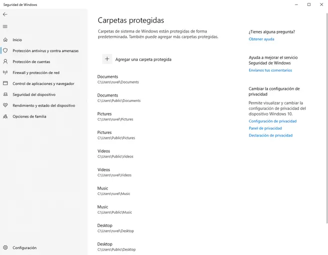 Protección contra ransomware de Windows Defender - Configuración 1