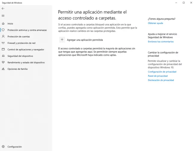 Protección contra ransomware de Windows Defender - Configuración 2