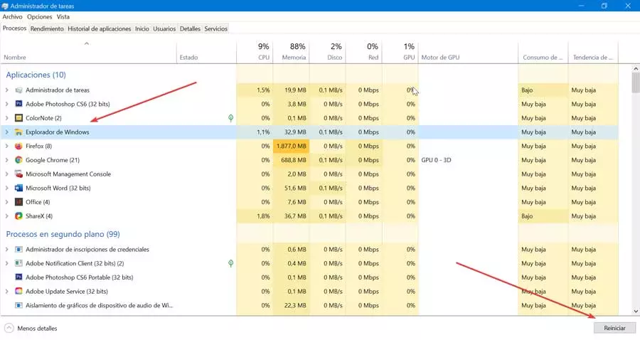 Finalitzar tasca de l'Explorador de Windows