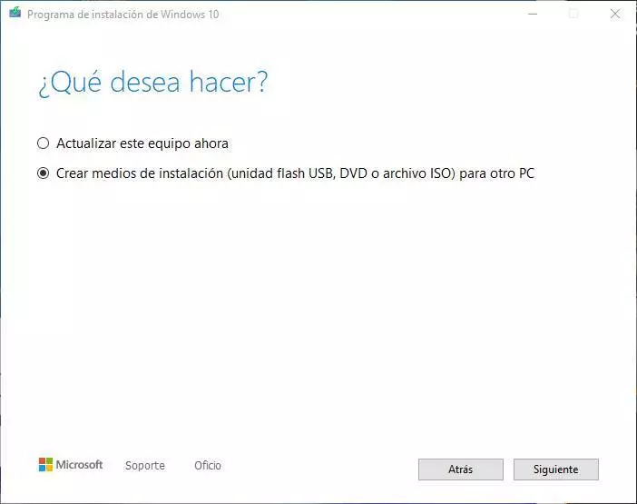 Nggawe USB kanggo nginstal Windows 10 - Pilih apa sing kudu ditindakake