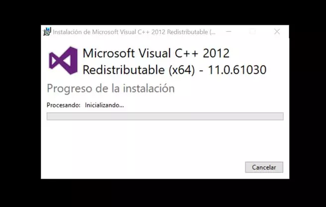 Processo di installazione di Visual C++ 2012