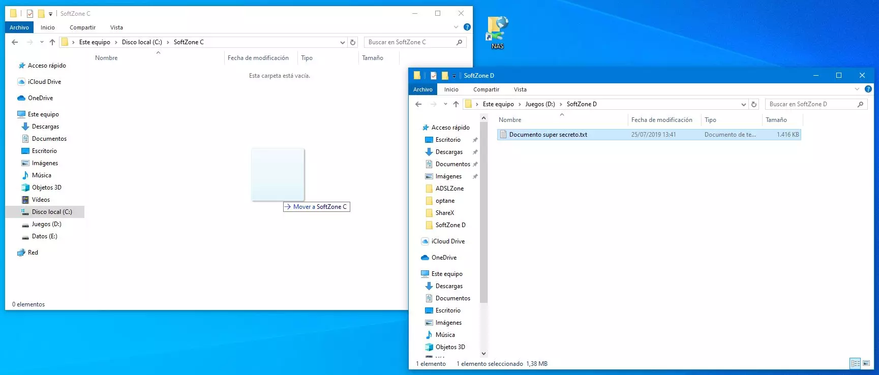 Séred file - Pindahkeun ka drive dina Windows 10