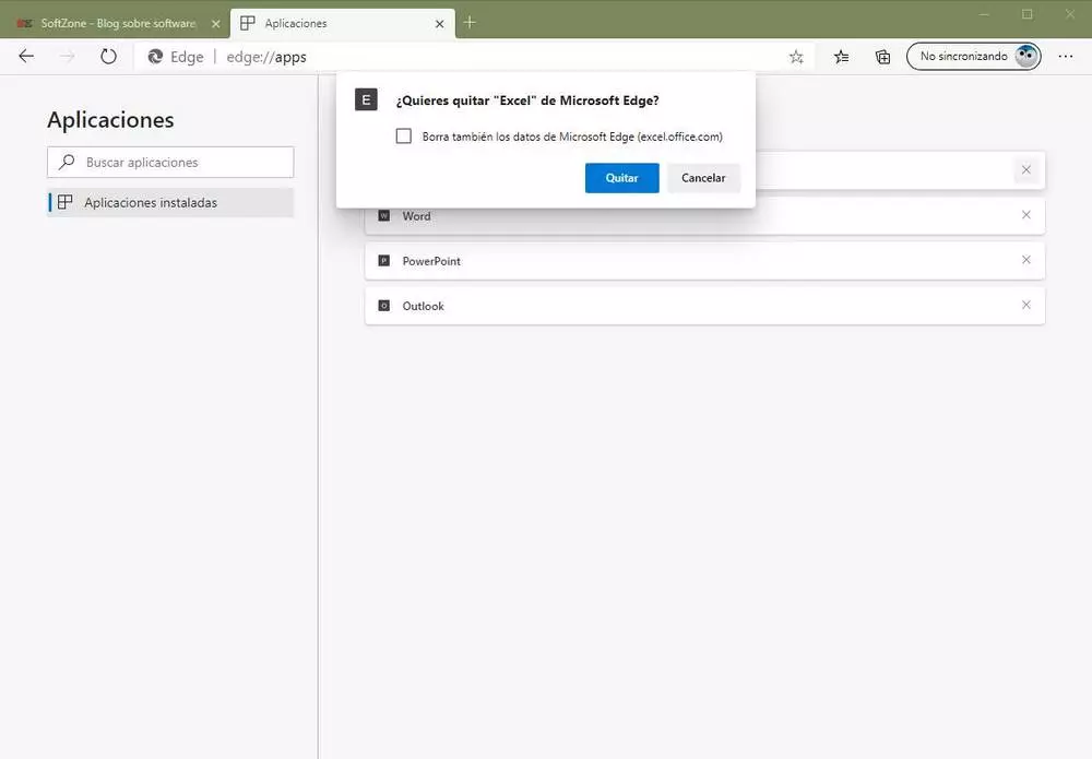 Eliminar PWAs Office des d'Edge