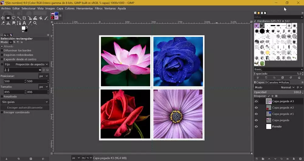 GIMP-collage van 4 foto's