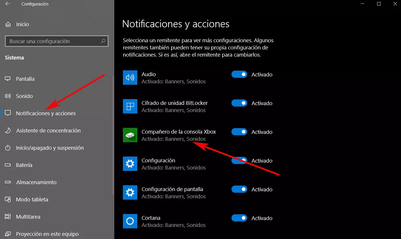 Notificacions Windows 10