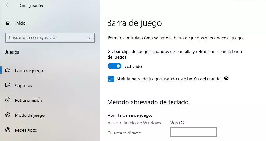 Attiva la barra di gioco di Windows 10