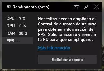 Plugin FPS o'yin paneli Windows 10