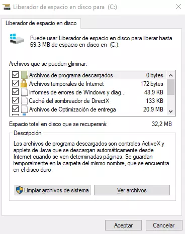 Mbebasake ruang ing Windows 10