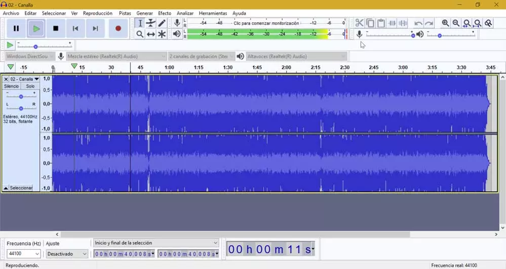 Speel musiek met Audacity