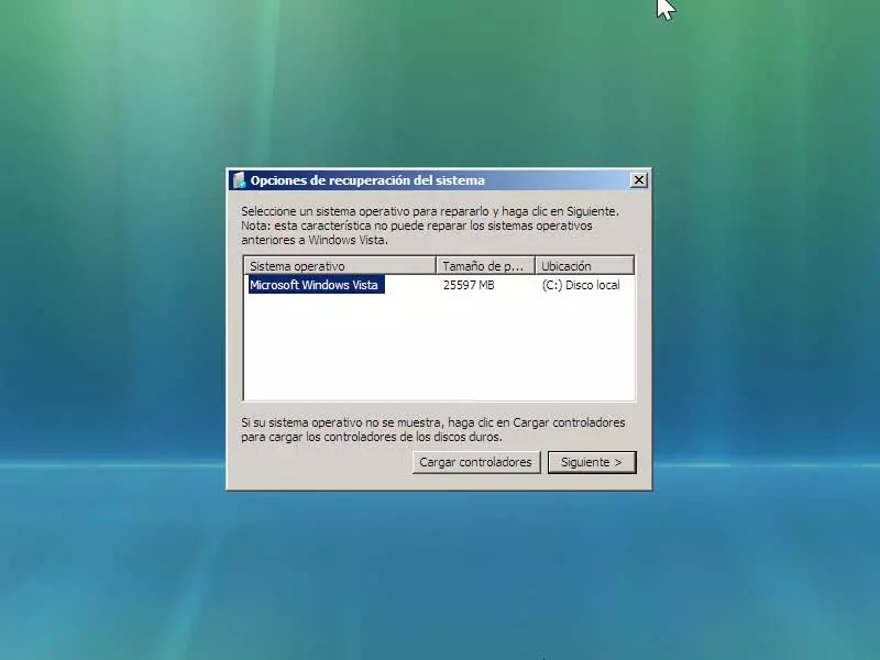 Windows Vista प्रणाली रिकभरी विकल्पहरू