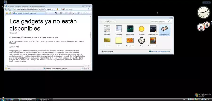 Mga gadget sa Windows Vista sa sidebar