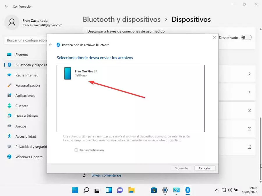 Windows 11-de jübi telefonyna Bluetooth arkaly faýl iberiň