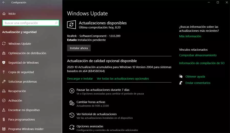 Actualización acumulativa de Windows