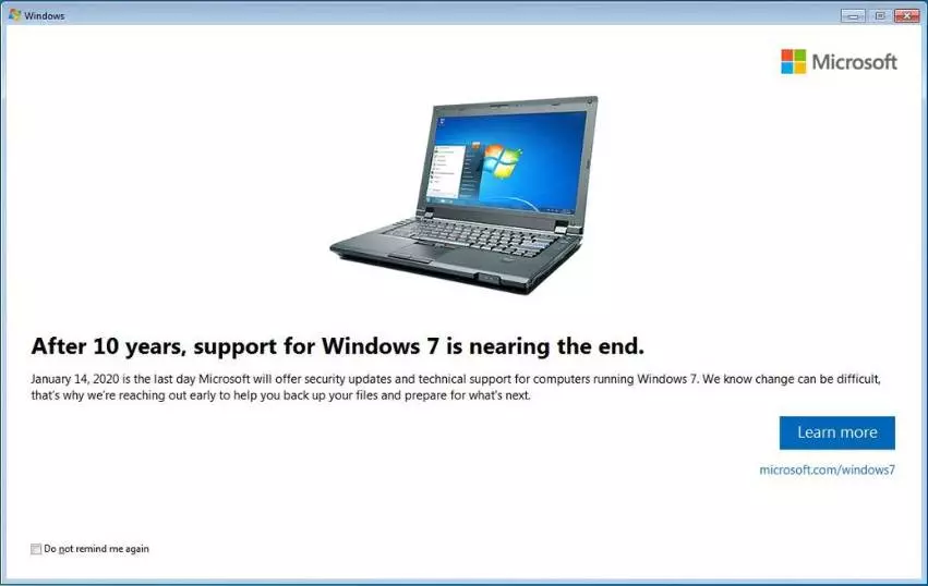 Mensagem final Suporte ao Windows 7 Pro