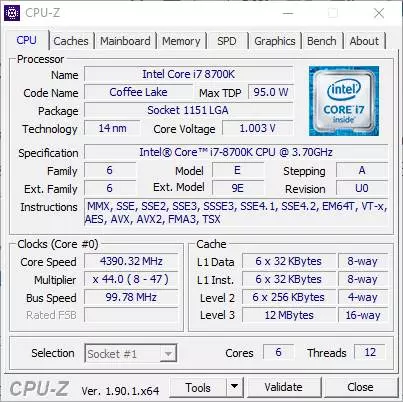 CPU-Z - Chidziwitso cha CPU - 1