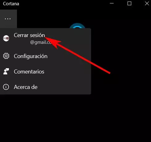 Esci da Cortana